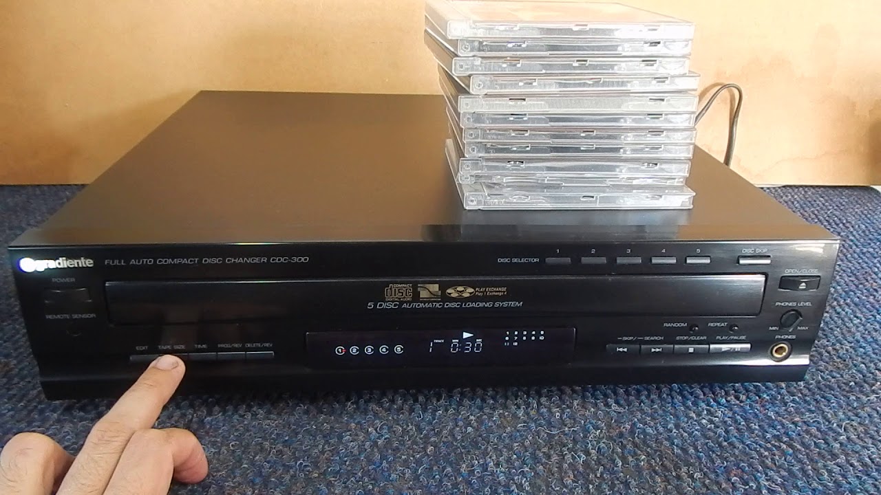Gradiente CD player carrossel 5 disc modelo cdc 300[ demonstração ...