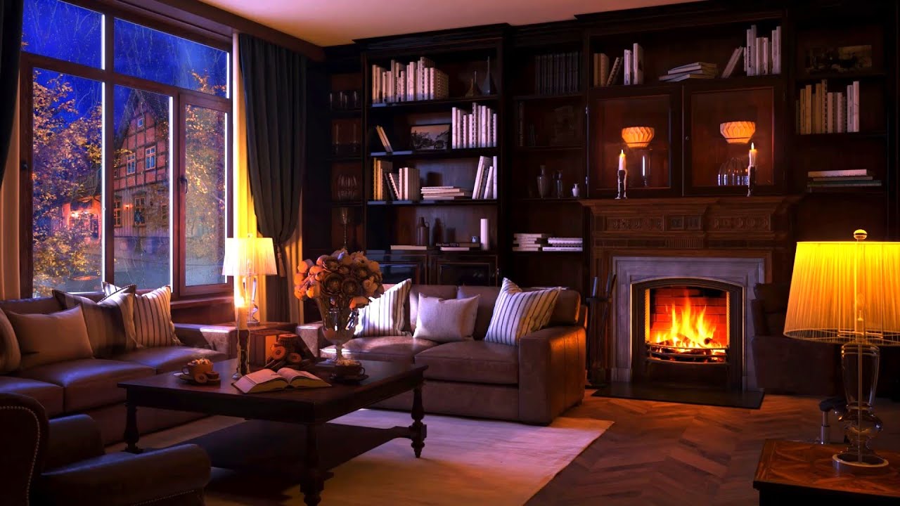 This Room is Pretty Cozy! Fireplace & Rain Sounds for Sleeping, Study ...