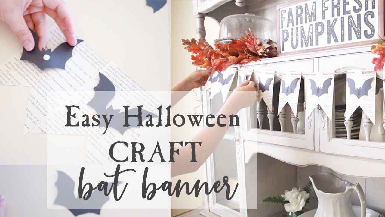 Easy Halloween Crafts-Adorable book page Bat Banner (DIY) - YouTube
