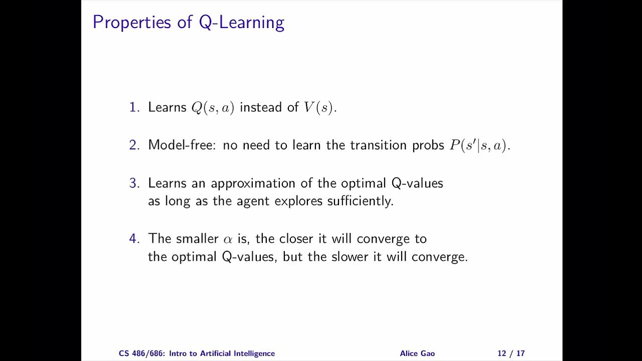 L21: Properties of the Q-Learning Algorithm - YouTube