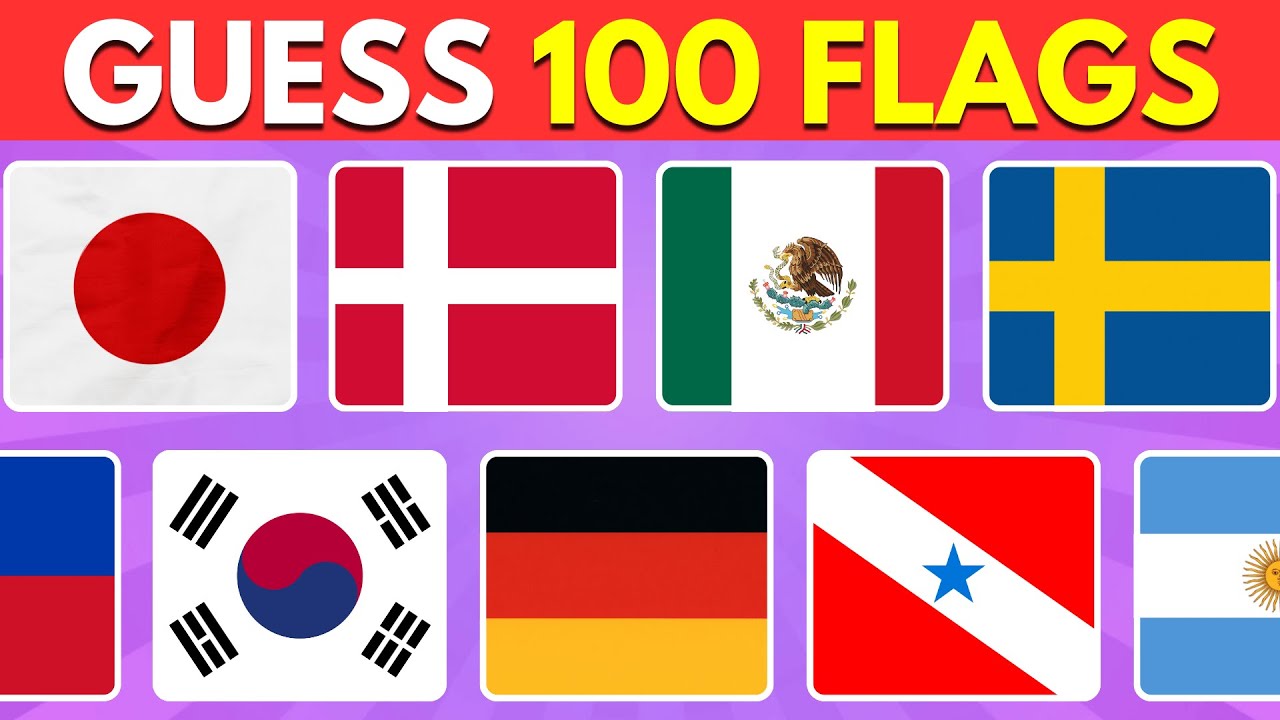 Guess the Country by the Flag Quiz 🚩🌎 | Can You Guess 100 Flags?| Quizzer Mango - YouTube
