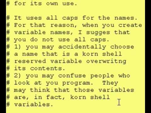 Intro To Korn Shell - 22a - Korn Shell Reserved Variables - YouTube