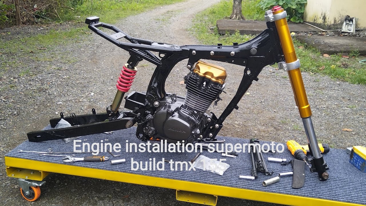 super moto build tmx 155 engine installation - YouTube