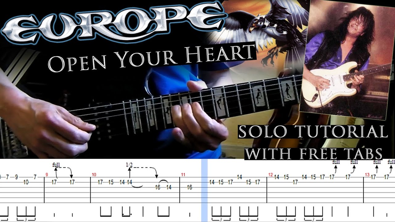 Europe - Open Your Heart (1984 version) guitar solo lesson (with ...