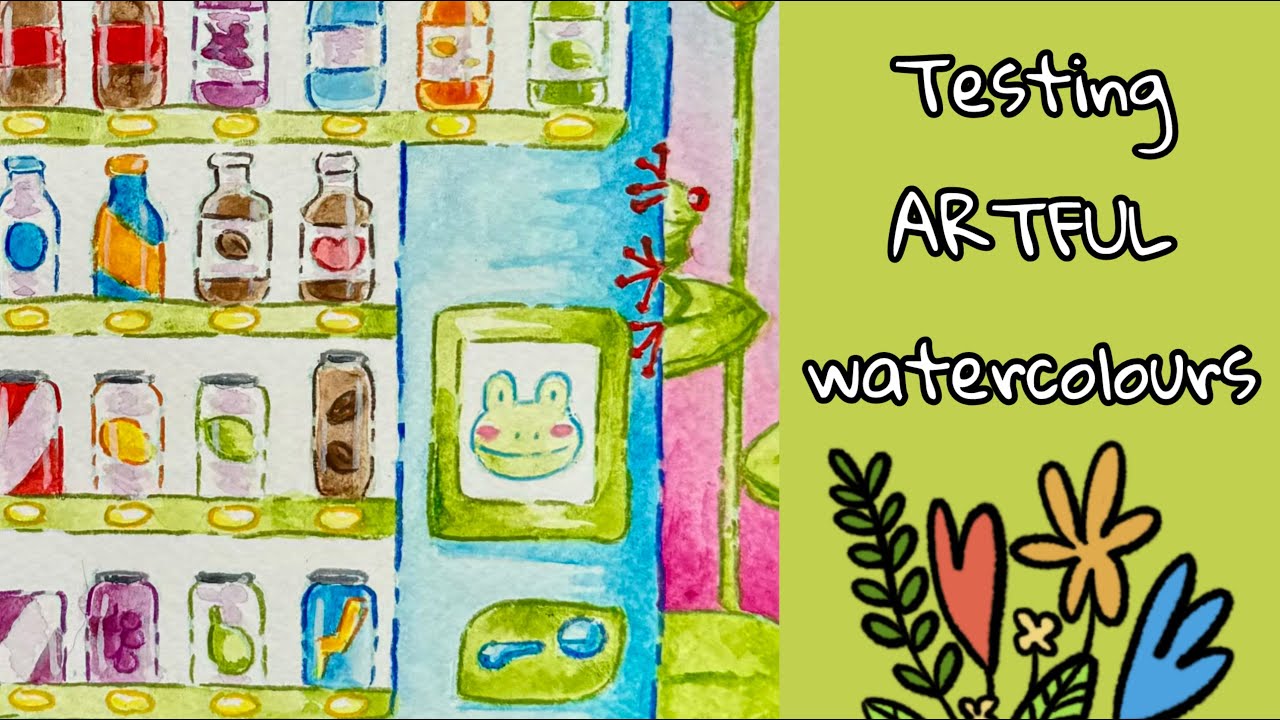 Testing Artful watercolour supplies | painting a frog vending machine ...
