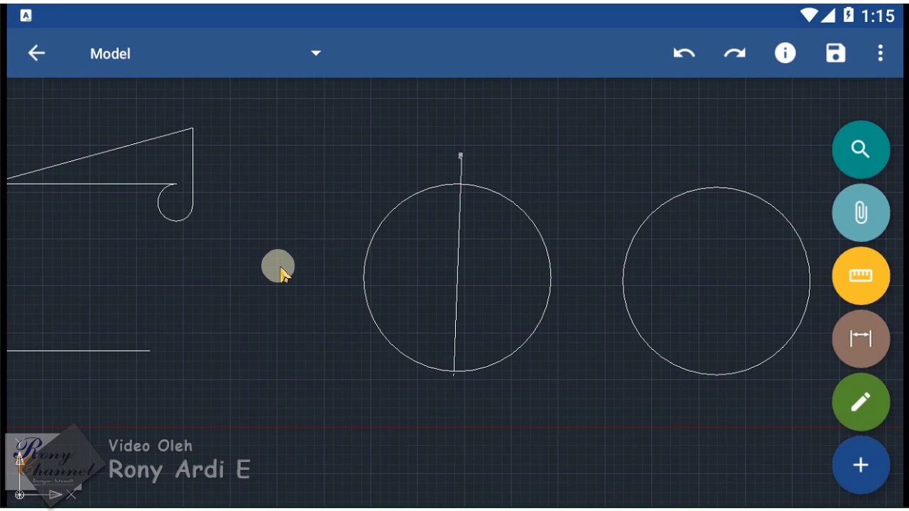 Menggambar Cad dengan android GnaCad 3 Circle - YouTube