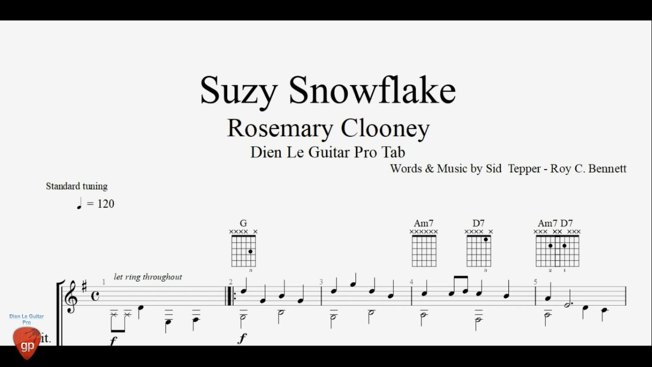 Rosemary Clooney - Suzy Snowflake - Guitar Lesson Tabs - YouTube
