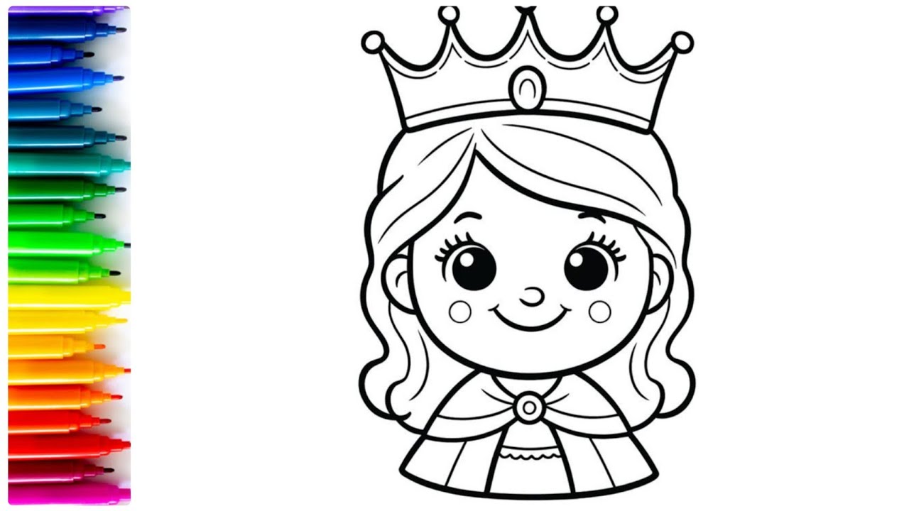 Queen drawing and coloring for kids and toddlers | Disney Princess ...