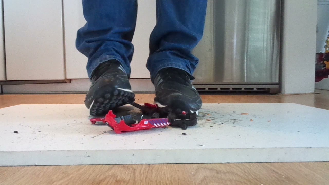 Adidas LA Trainer stomp, trample and destroy small toy car - YouTube