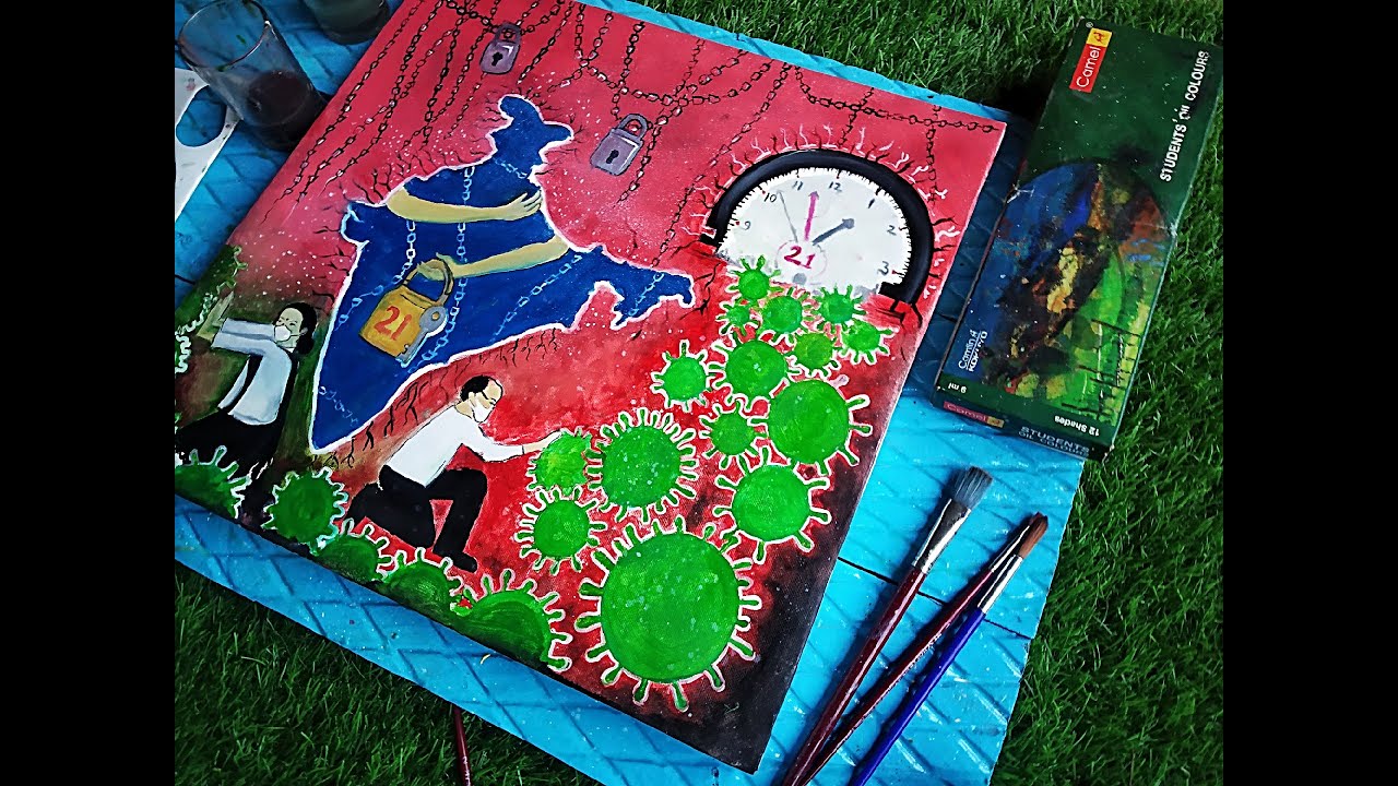 Corona virus awareness lockdown poster/idea for art competition. - YouTube