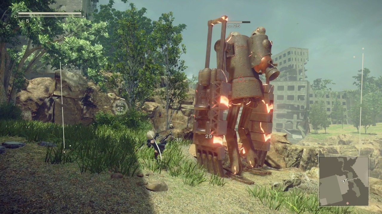 Nier: Automata - The Machine Surge: Goliath Biped Fight (Gatling Laser ...