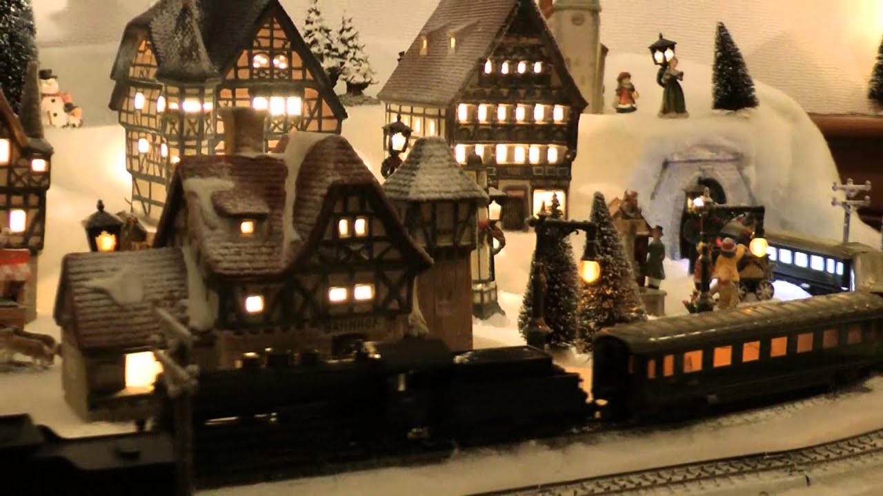 christmas magic with village and train - YouTube