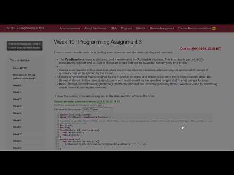 NPTEL Programming in Java -WEEK-10(Programming Assignment) - YouTube