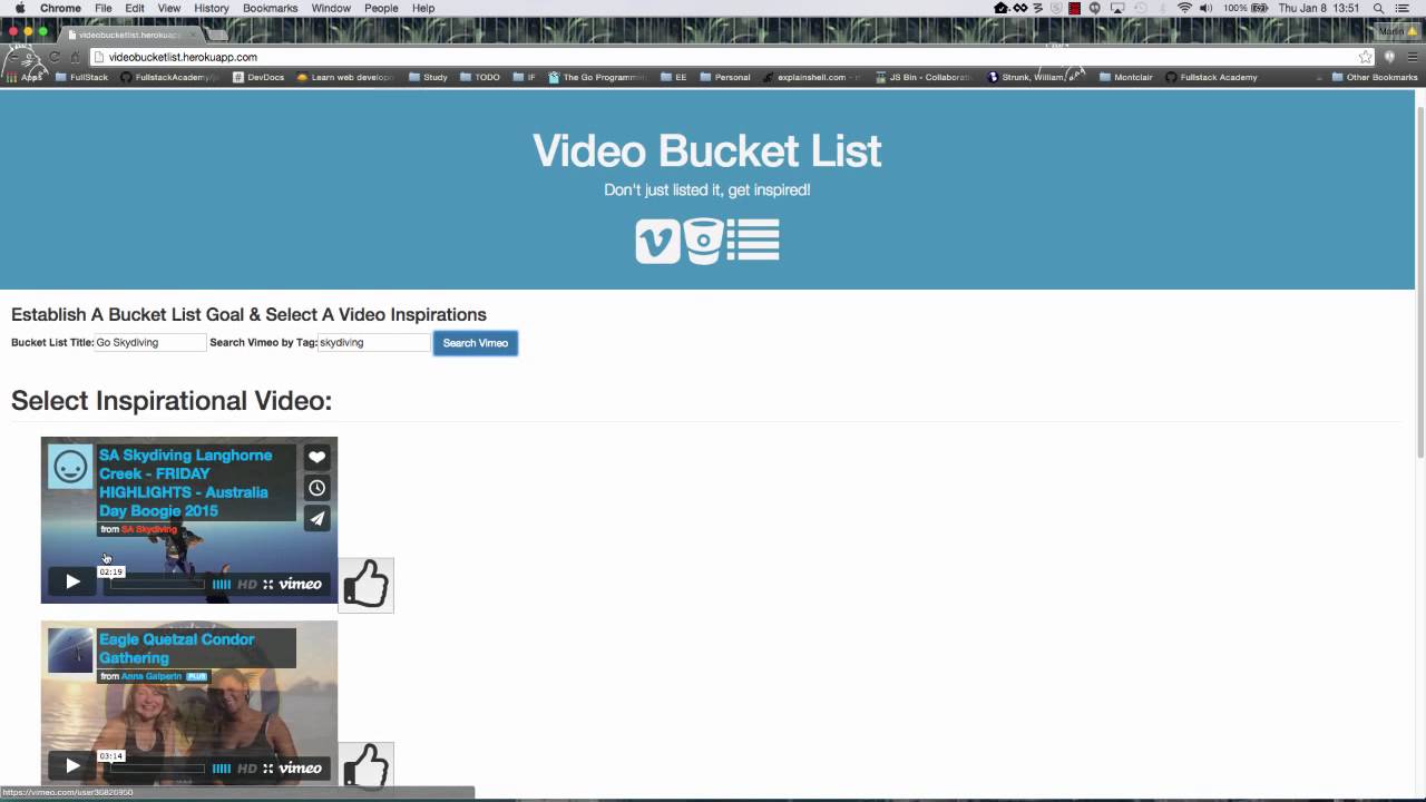 Video Bucket List - Vimeo - YouTube
