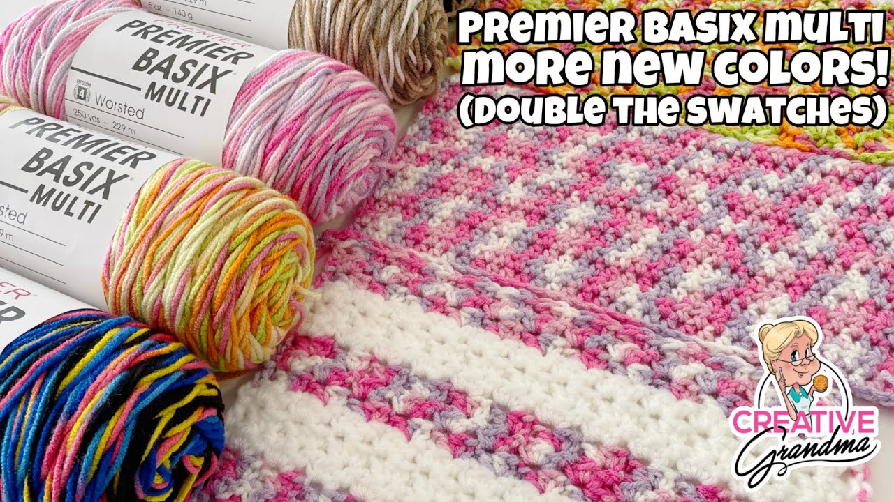 New Premier Basix Multi! 5 More Colors! DOUBLE SAMPLES! Yarn Swatch ...