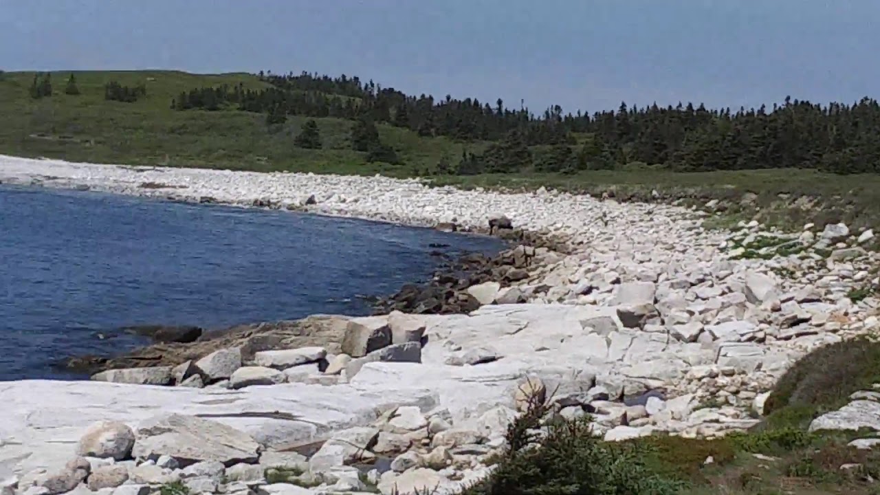 Bleached rock and blue ocean - YouTube