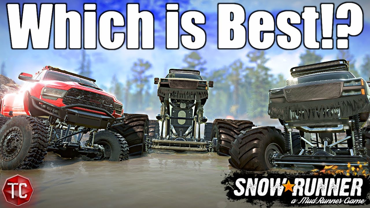 SnowRunner: Mega Ram Runner vs MONSTERMAX & Monstermax 2!! (Mud & RACE!) - YouTube