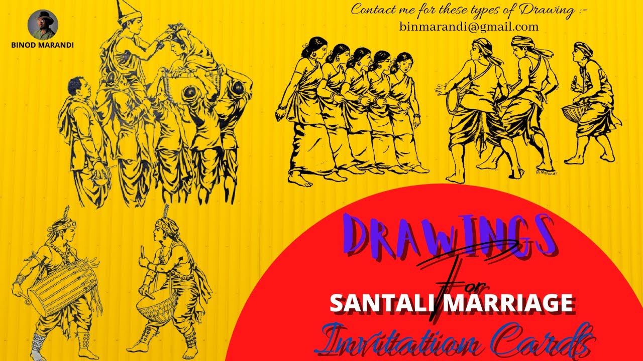 Drawing for Santal Marriage Invitation Card/Santali Bapla Card lagi ...