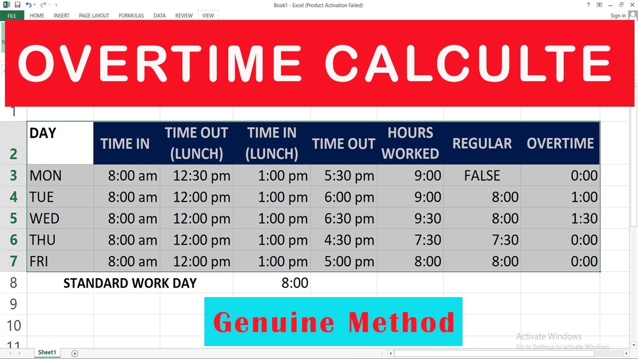 OVER TIME CALCULATE IN EXCEL YouTube OVER TIME CALCULATE IN EXCEL YouTube