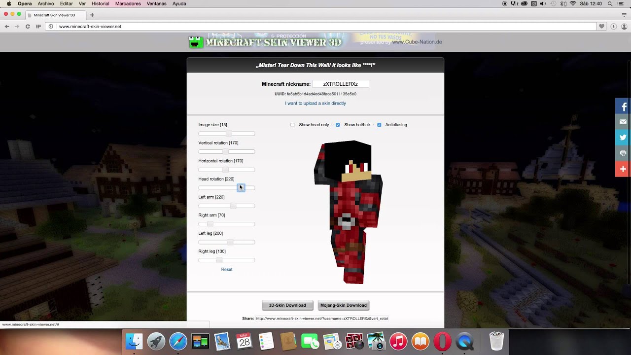 Como ver tu skin de minecraft en 3D(sin programas) - YouTube