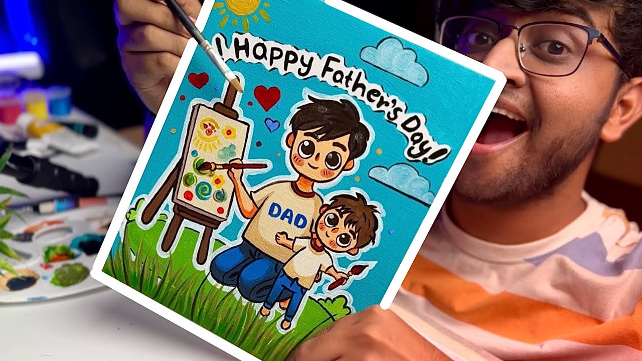 Father’s Day Drawing, Acrylic Painting, Step By Step 😍 - YouTube