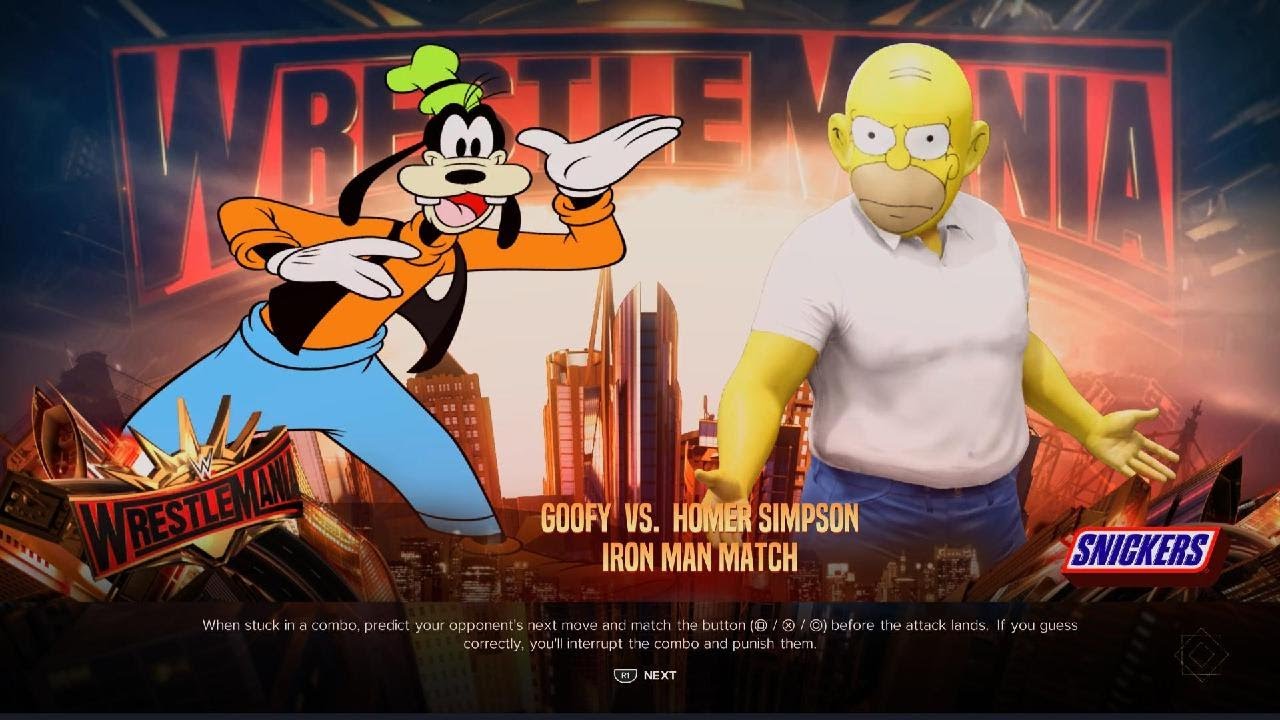 WWE 2K24 Goofy Vs Homer Simpson Iron man match - YouTube