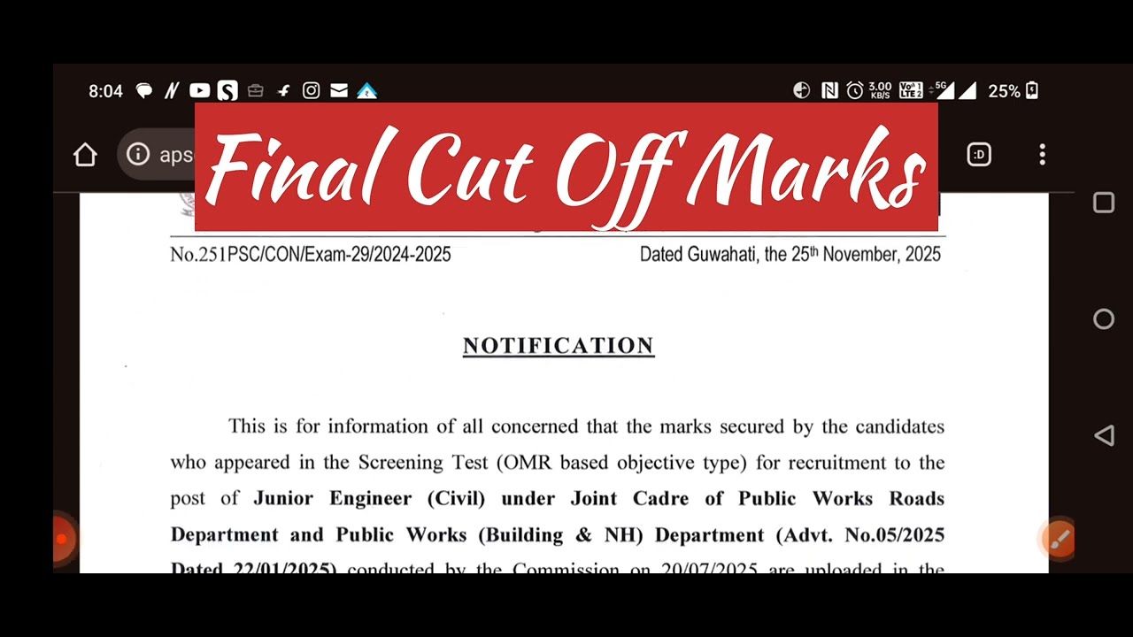 APSC|Official Cut Off Marks|Civil Engineer|PWD|RMBEDUTECH| - YouTube