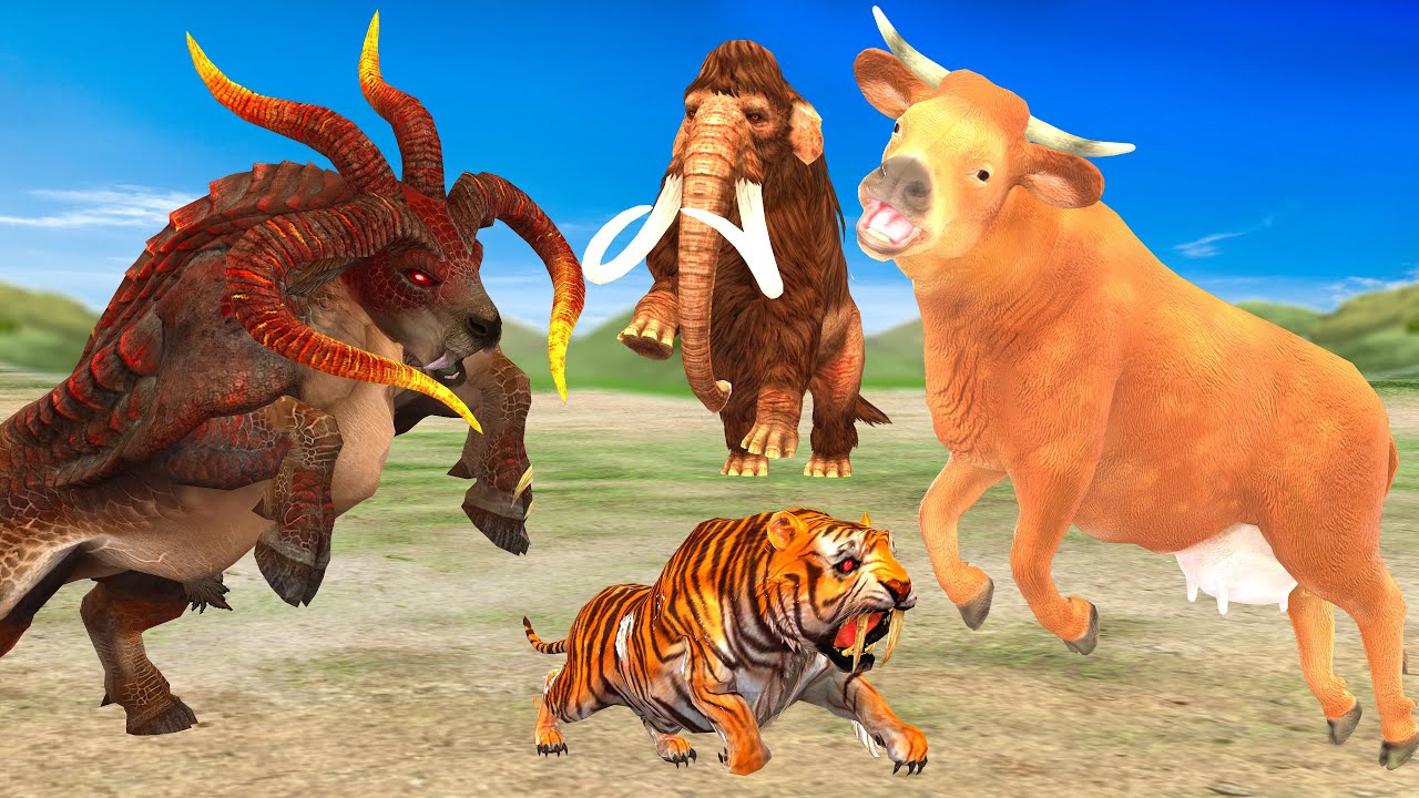 Tiger Cow, Monster Bull Vs Lion Tooth Tiger Attack Baby Mammoth, Big ...