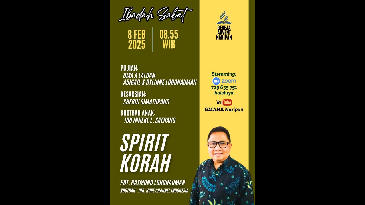 Spirit Korah | Pdt. Raymond Lohonauman | GMAHK Naripan - YouTube