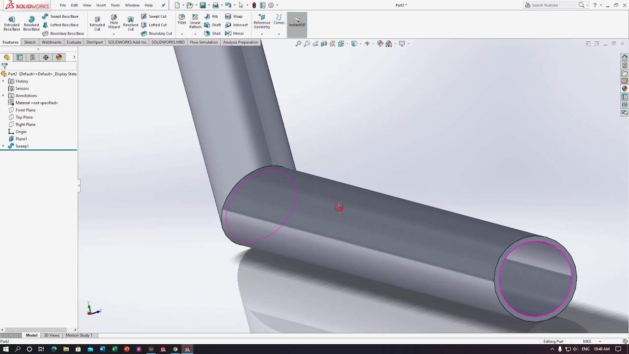 Solidwork in khmer- មេរៀនទី3- ការប្រើប្រាស់ - Feature- swept boss or base (SW_P240520) - YouTube