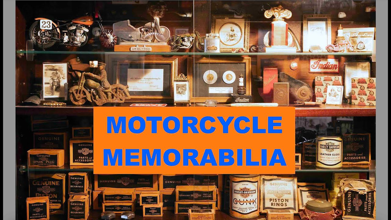 Motorcycle memorabilia : vintage Harley & Indian stuff - YouTube
