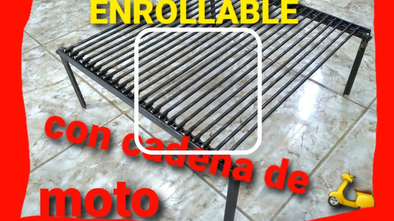 COMO HACER !!!Parrilla enrollable con cadena de moto M³ metal y madera ...
