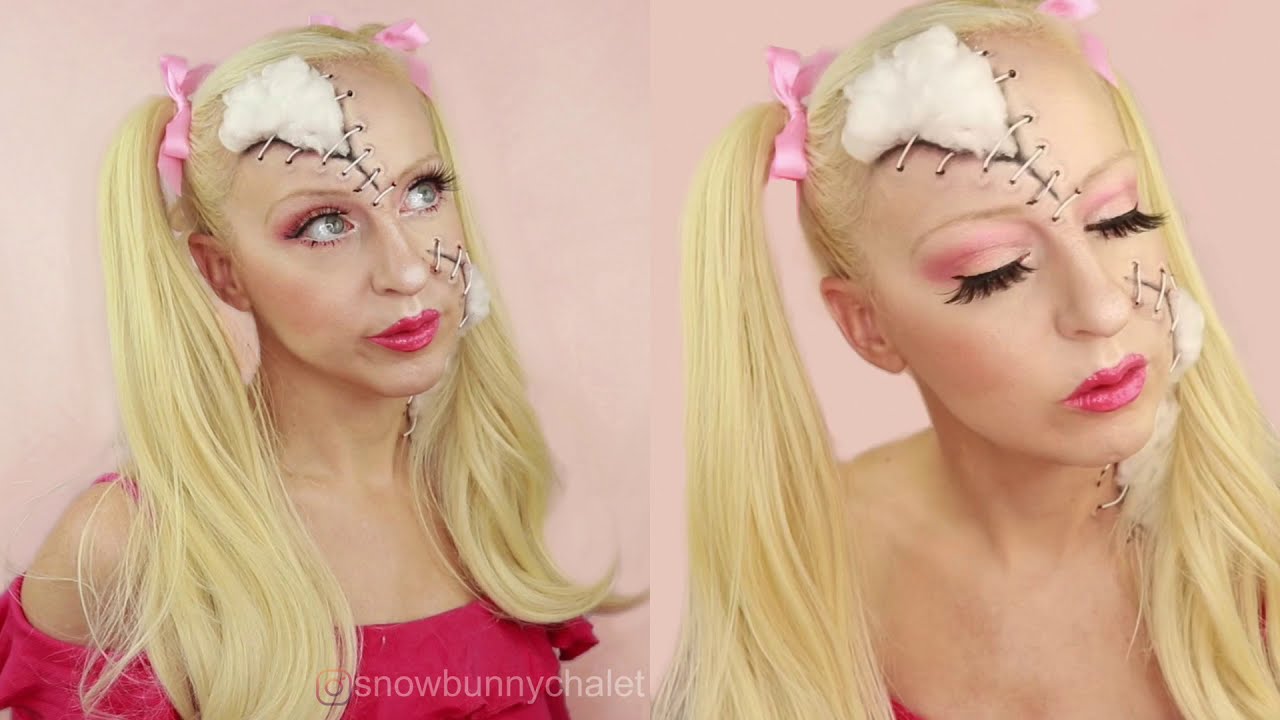Broken Ripped Doll Halloween Makeup 👄💄👻🕷 - YouTube