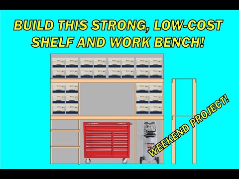 STRONG AND LOW-COST STORAGE SHELVES AND WORKSPACE! - YouTube