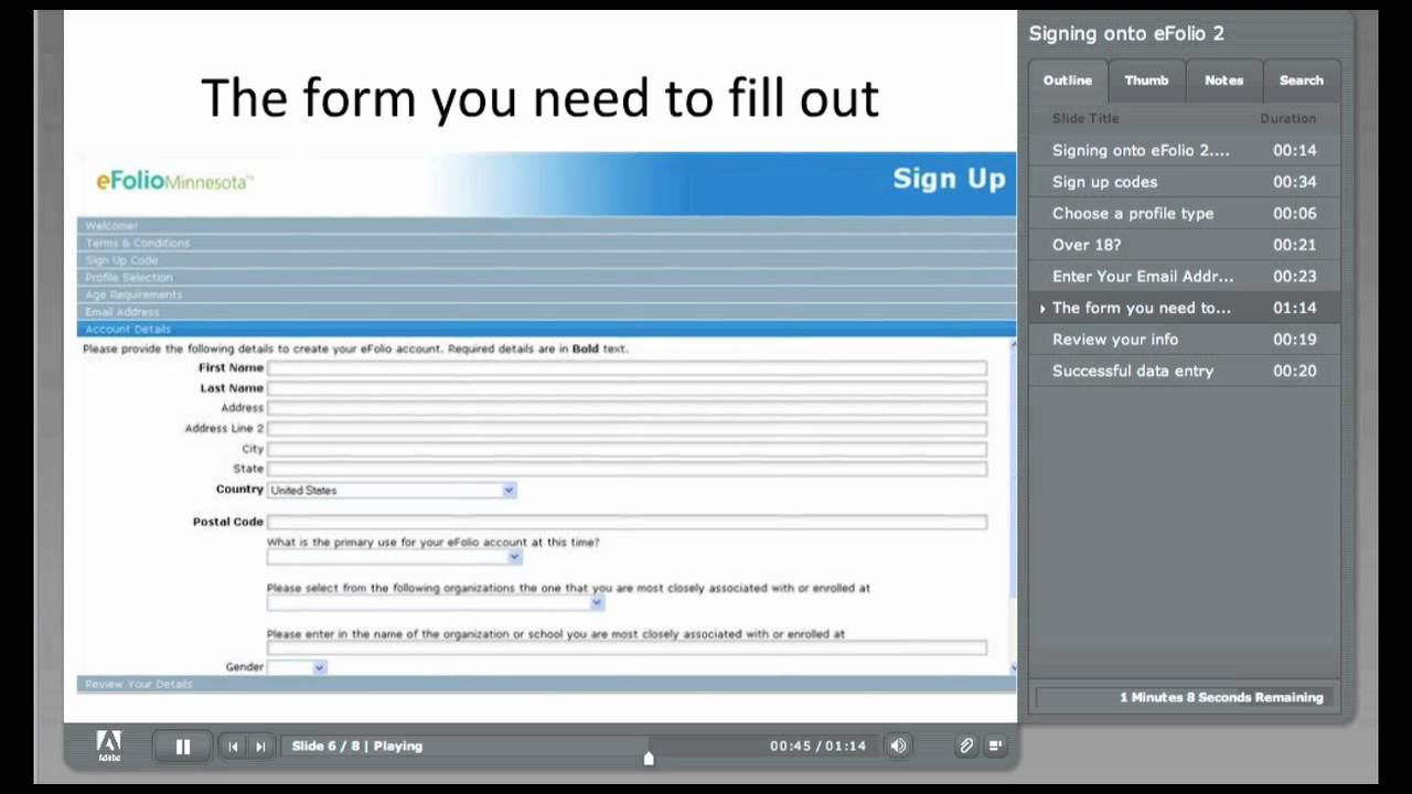 Signing onto eFolio 2.0 - efoliomn.com - YouTube
