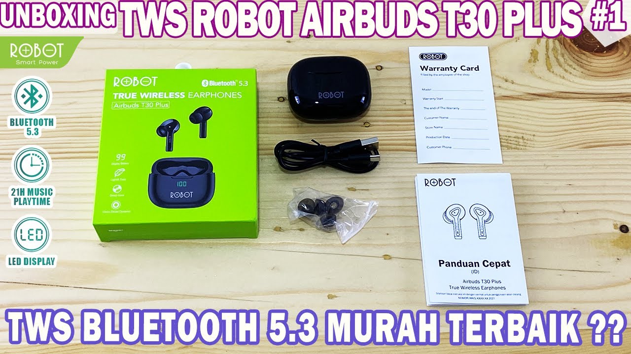 CUMA 100RIBUAN!!! TWS ROBOT AIRBUDS T30 PLUS - TWS BLUETOOTH 5.3 MURAH ...