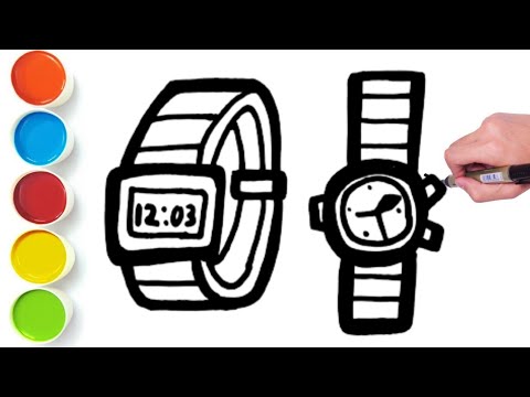 Watches Drawing Painting and Coloring Step by Step for kids | learning ...