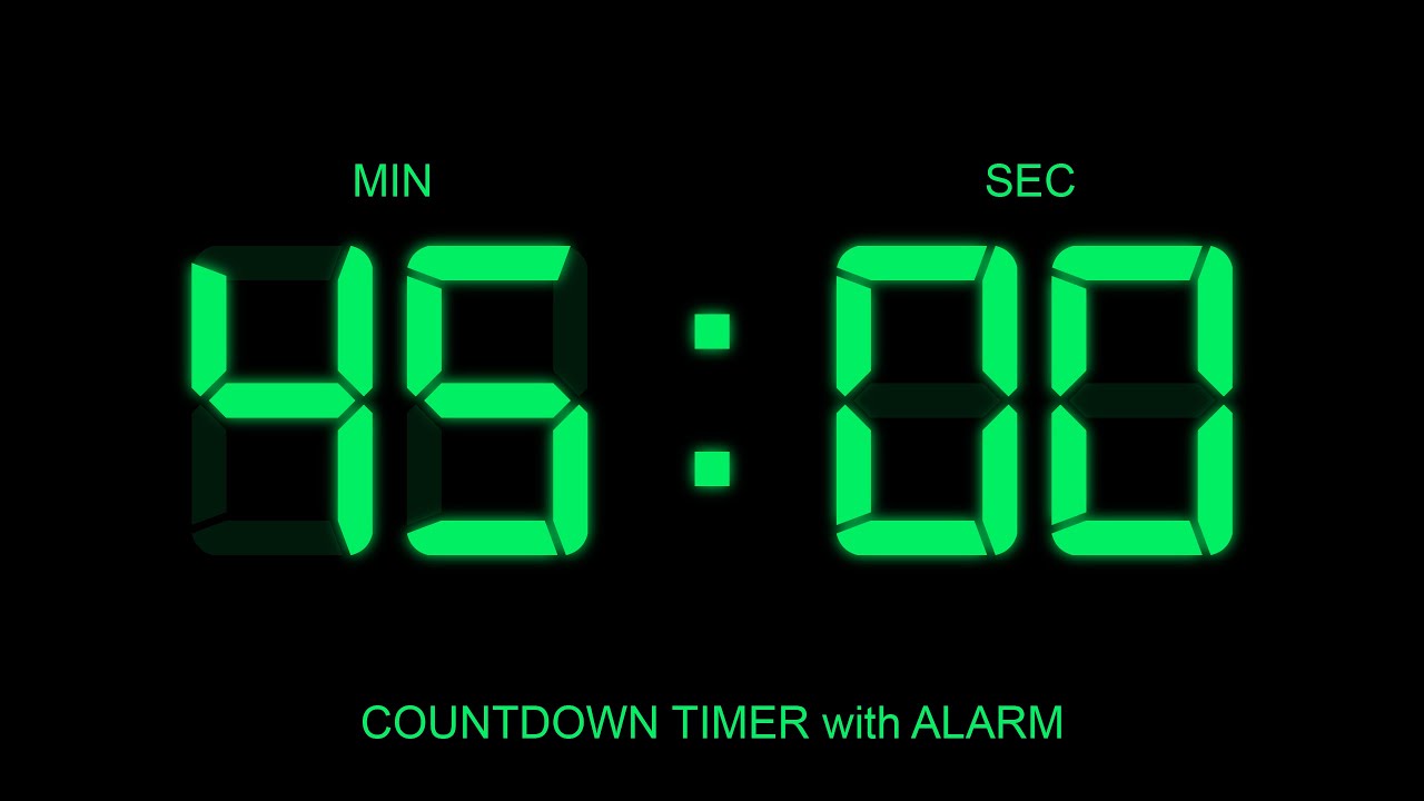 45 Minute Countdown Timer with Alarm on Start and Finish time , glowing ...