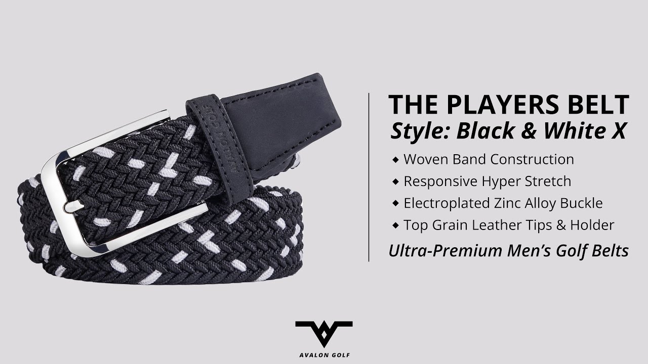 Mens Golf Belt: The Players Belt in Black White X - YouTube