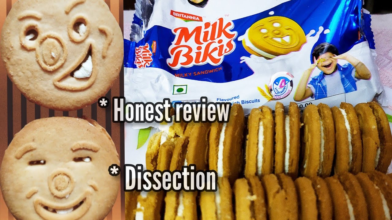 Britannia Milk Bikis | Milky sandwich | Creamy biscuit | Dissection ...