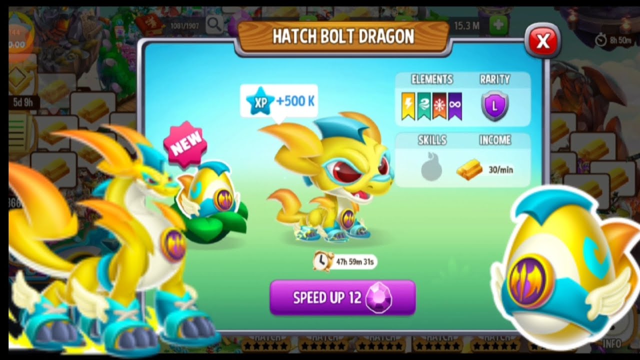 Hatching & Review Bolt Dragon Full Skin | Dragon City - YouTube