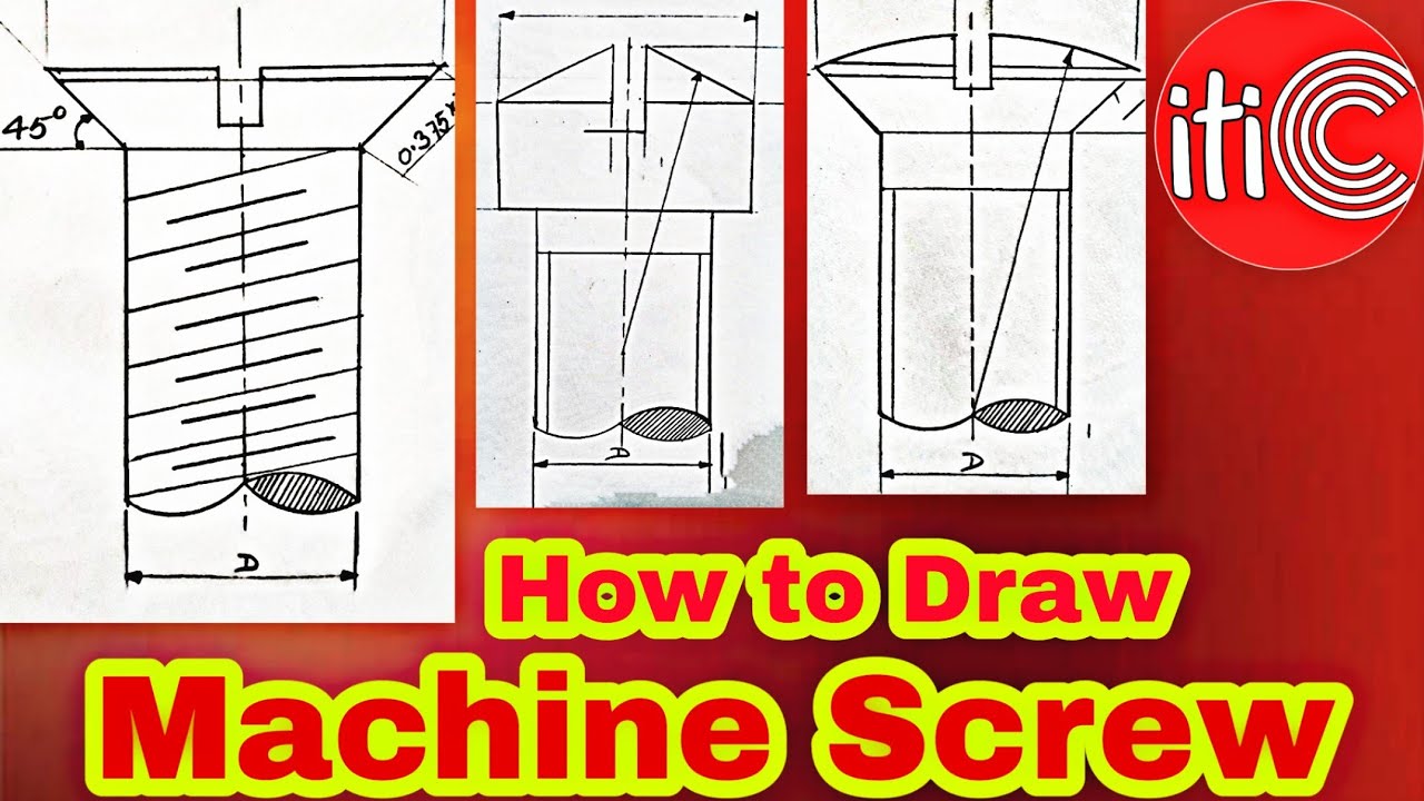 How to draw Machine screw, Flat counter shank head,Round counter shank ...