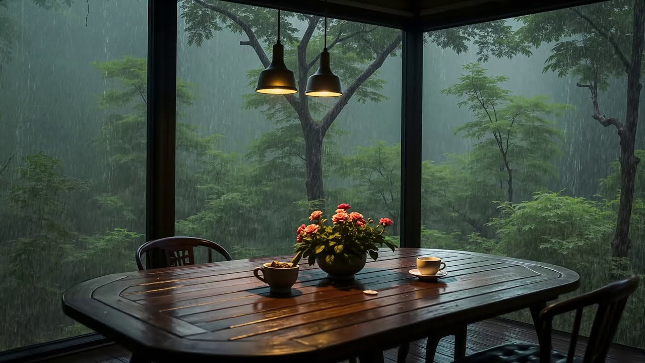 Relax Ambience with Rain Sounds in the Dreamy Garden - White Noise for ...