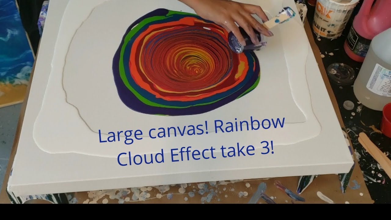 Rainbow cloud effect, take 3! Rainbow colored cells! Acrylic pouring ...