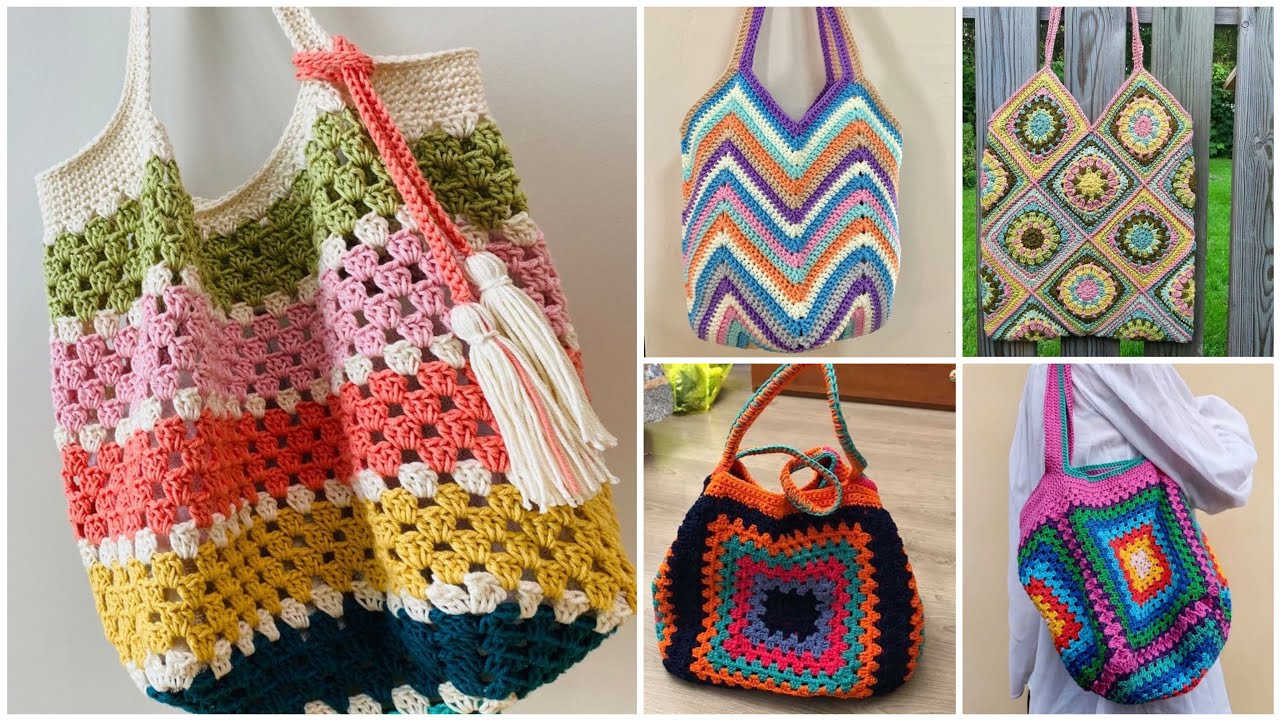 latest crochet designs tote bag/fancy bag/shoulder bag designs - YouTube