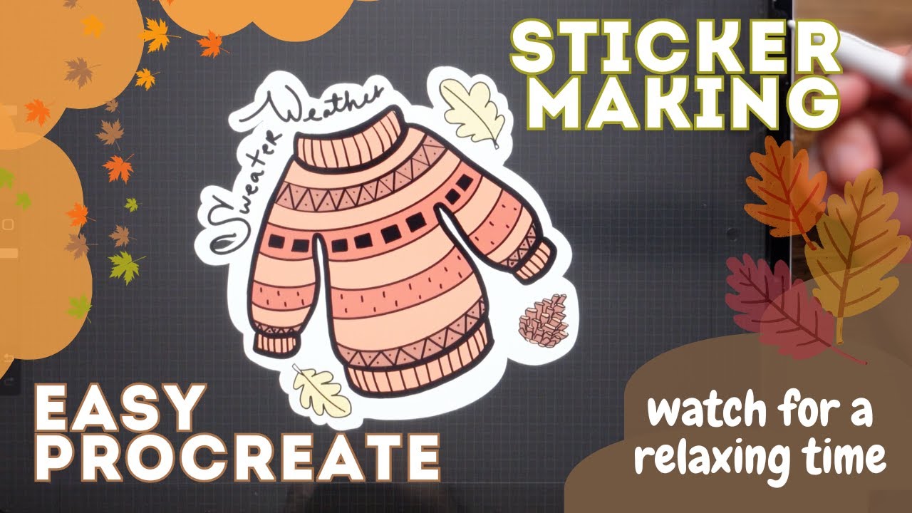 Drawing SUPER CUTE Fall Sweater Sticker in Procreate - YouTube
