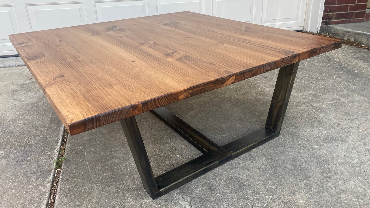 Coffee table DIY with angled wood legs (satisfying) - YouTube