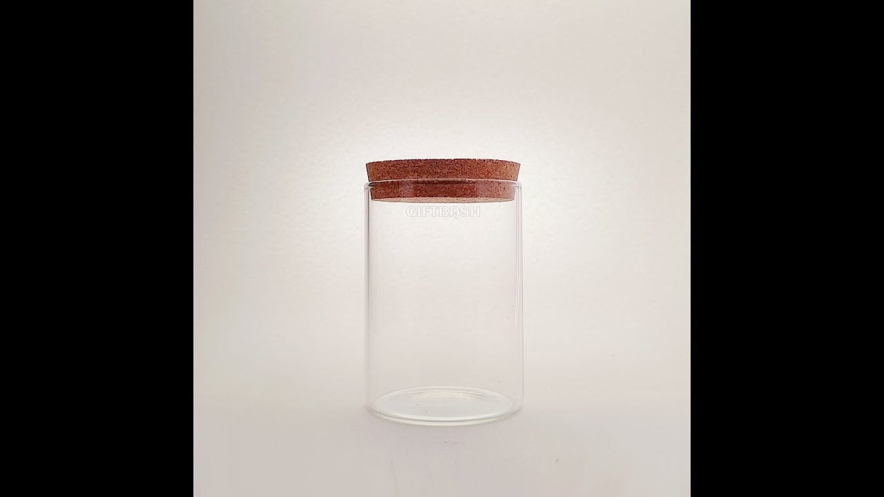GIFTBASH 250ml BKR Borosilicate Glass Tube Jar With Classic Wooden Cork ...