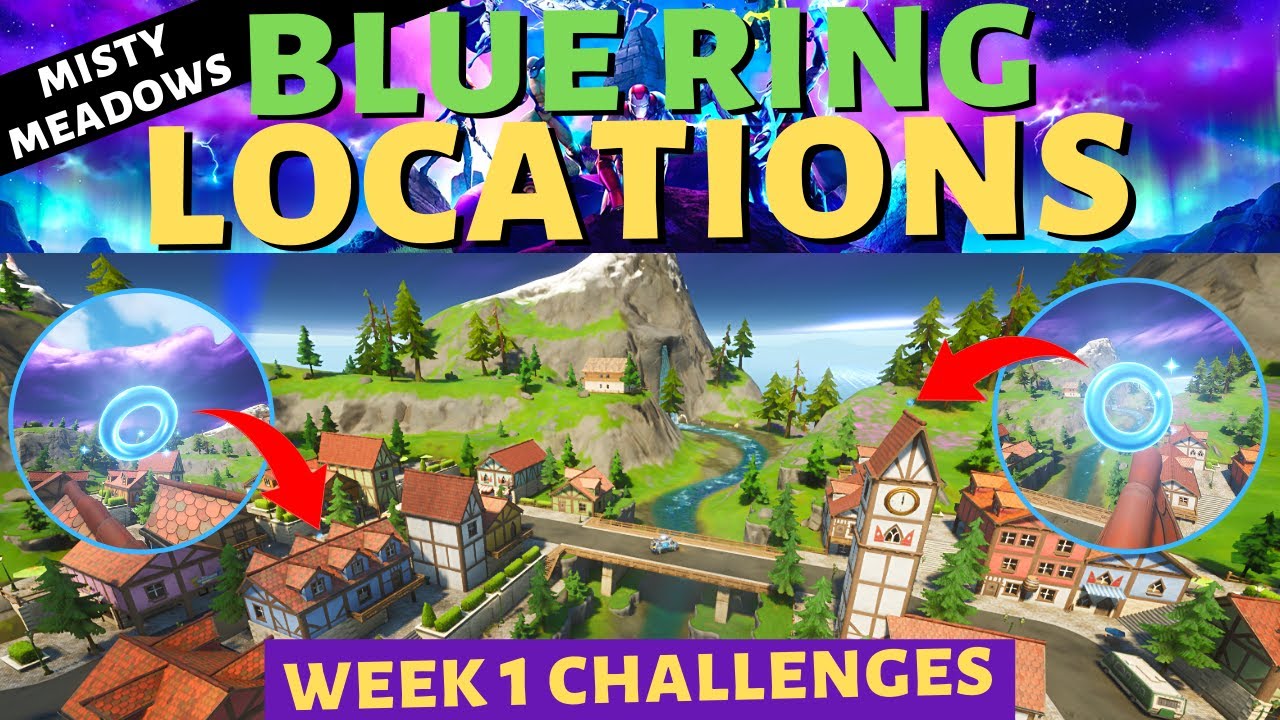 Collect *FLOATING RINGS* at Misty Meadows in Fortnite! 🔵 (Season 4 Week ...