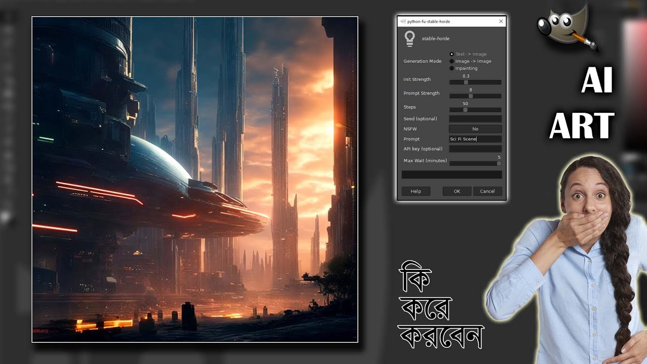 গিম্পের সাহায্যে এ আই ছবি || Generate AI Text to Image with Gimp ...